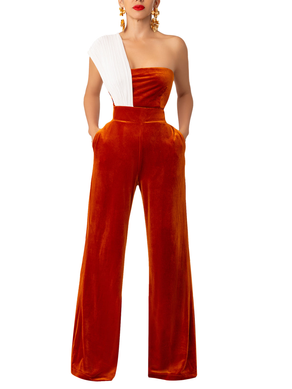 “Meryl” Copper Contrast Jumpsuit – FKSP