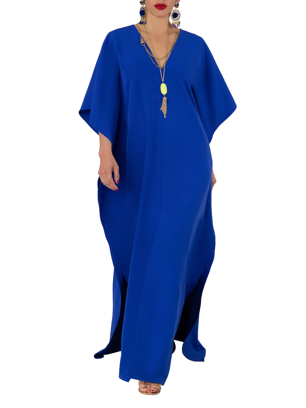 "Damson" Blue Maxi Kaftan Dress – FKSP
