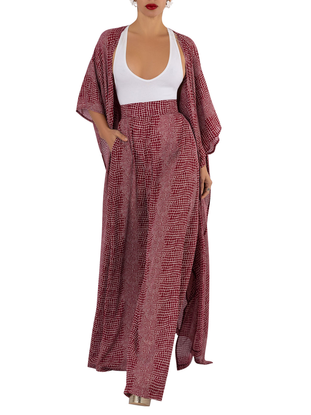 “Zaria” Burgundy Dolman Sleeve Kimono – FKSP